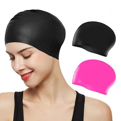 China Customizable Logo Silicone Swimming Cap For Long Hair Non Slip Design For Training for sale