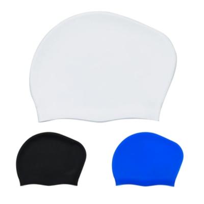 China Silicone Eco Friendly Anti Slip White Swimming Cap For Long Hair Water Sports for sale