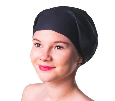 China Customized Black Silicone Kids Swimming Cap Waterproof Children's Pool Cap Stock Available for sale