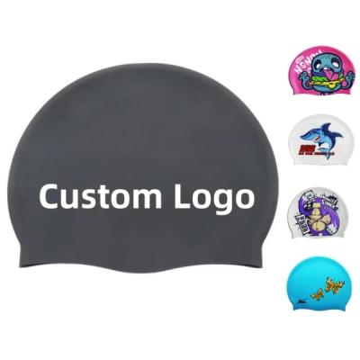 China Based Silicone Swim Cap Screen Printing Racing Swim Cap Custom Logo for Adults & Kids for sale