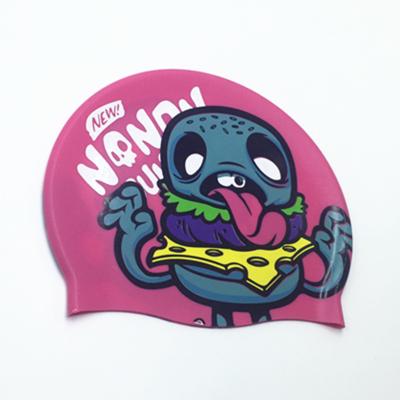 China Eco-Friendly Funny Printed Silicone Swim Cap - Soft Waterproof Pool Swimming Cap for Women for sale