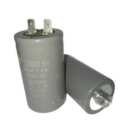 中国 CBB60 450V 20mfd 水ポンプモーターコンデンサ 螺栓付き 販売のため