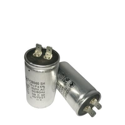 中国 水ポンプモーターコンデンサ CBB60 450V 15mfd 2つの高速接続端末 販売のため