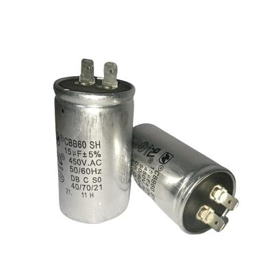 中国 水ポンプモーターコンデンサ CBB60 450V 15mfd 2つの高速接続端末 販売のため