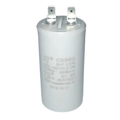 Cina CBB60 450V 6UF Condensatore SH Condensatore 187 Terminale Cassa di plastica grigio in vendita