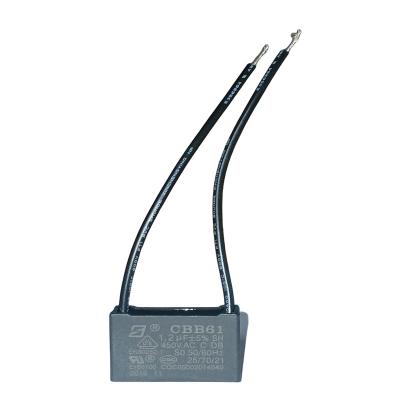 China 1.2UF condensador de motor AC CBB61 450V 100 comprimento de linha com triângulos de plástico à venda