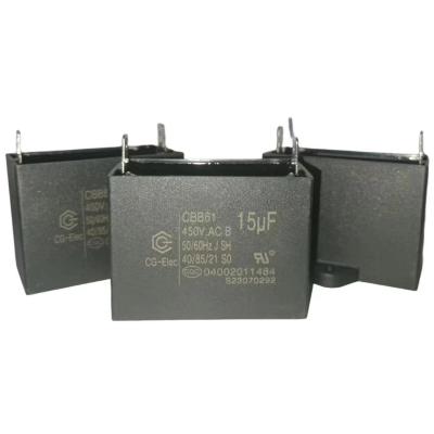 中国 Cbb61 エアコン ファン コンデンサータ 450V 15mfd UL810 2つのクイック接続端末 販売のため