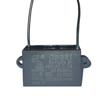 Cina CBB61 Capacitore di ventilatore di soffitto 450V 8.0UF con lunghezza di linea di 100 mm in vendita