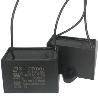 Cina CBB61 450v 10uf Capacitore monofase Motore di avvio Triangolo di plastica con foro di posizionamento in vendita
