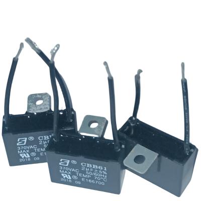 Cina CBB61 370V 2.0UF Lunghezza della linea 50 AC condensatore motore con orecchio di ferro piegato in vendita