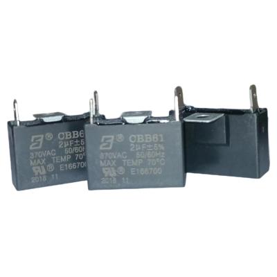 Cina CBB61 AC Capacitore a ventole di partenza 370V 2.0UF Capacitore a pellicola 250 terminale in vendita