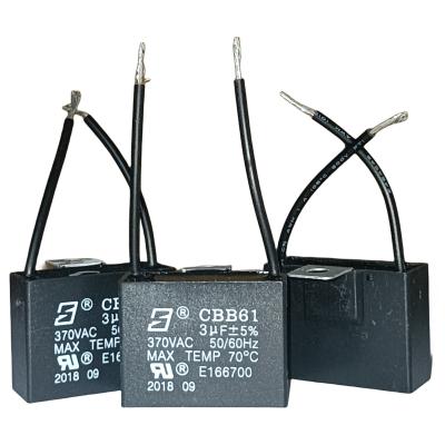 Cina CBB61 370V 3.0UF 187 Condensatore terminale del motore AC con orecchio di ferro rettilineo in vendita