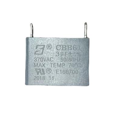 中国 CBB61 370V 3.0UF AC スタートファンコンデンサ 250 ターミナル マックステンプ 70 °C 曲がり切断ラグ 販売のため