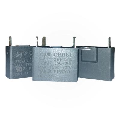 Cina CBB61 370V 3.0UF AC Capacitori di ventilatore di avvio 250 terminale Max Temp 70 °C Curva di taglio Lug in vendita