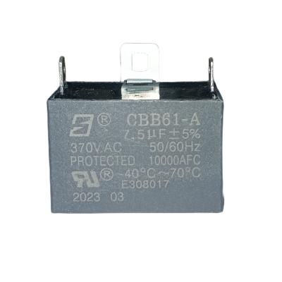 Cina Condensatore di funzionamento del motore del ventilatore 7.5UF 370V CBB61 Condensatore S3 Protetto 10000AFC in vendita
