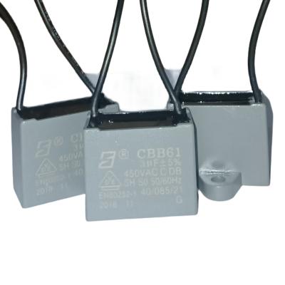 Cina CBB61 450V 3.0UF 170Length Line AC Motor Capacitor Triangoli di plastica con foro di posizionamento in vendita