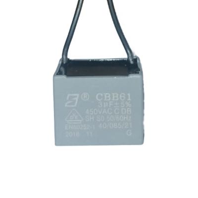 Cina CBB61 450V 3.0UF 170Length Line AC Motor Capacitor Triangoli di plastica con foro di posizionamento in vendita