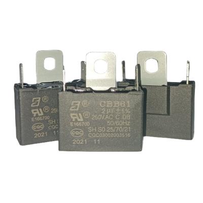Cina CBB61 Motore del ventilatore a corrente alternata 250V 2.0UF Condensatore Straight Lug Classe C 3000 ore in vendita