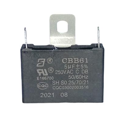 Cina CBB61 Motor Run Capacitor 250V 5.0UF Cella Fann Capacitor 187 Terminale 3000 ore in vendita