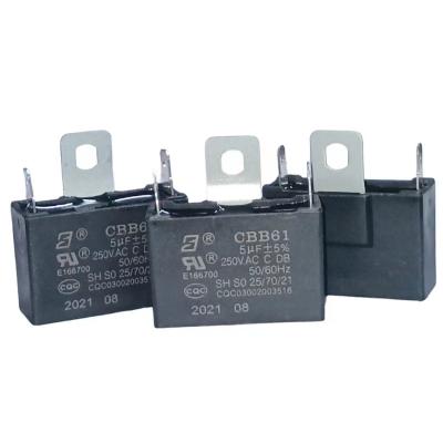 Cina CBB61 Motor Run Capacitor 250V 5.0UF Cella Fann Capacitor 187 Terminale 3000 ore in vendita
