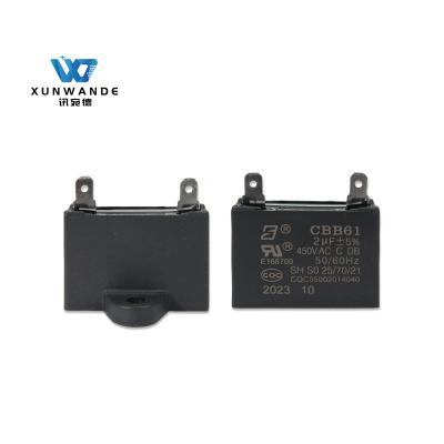 Cina CBB61 Motor Fan Capacitor 450V 2.0UF Cella Fan Capacitor Due terminali di connessione rapida in vendita
