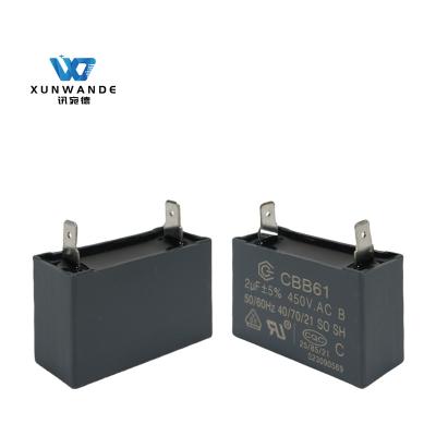 中国 CBB61 エアコン 走行コンデンサ 450V 2.0UF Bクラス 自己治癒 50 / 60HZ 販売のため