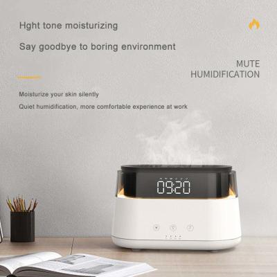 China LED Clock Flame Humidifier Flame Multifunctional Humidifier for Home Office Spa Yoga Essential Oil Aroma Diffuser for sale