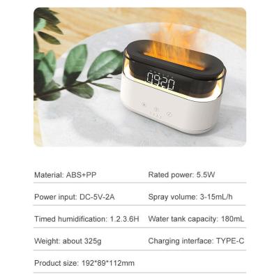 China LED Clock Flame Humidifier Flame Multifunctional Humidifier for Home Office Spa Yoga Essential Oil Aroma Diffuser for sale