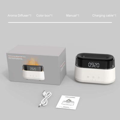 China LED Clock Flame Humidifier Flame Multifunctional Humidifier for Home Office Spa Yoga Essential Oil Aroma Diffuser for sale