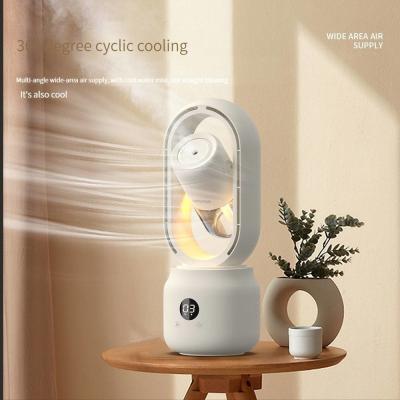 China 300 ml 2 in 1 airconditioning luchtbevochtiger Vaneless ventilator 2000mAh oplaadbare batterij Te koop