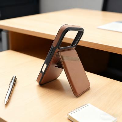 China Sleek Leather Wallet Phone Case with Built in Stand Card Slot for sale