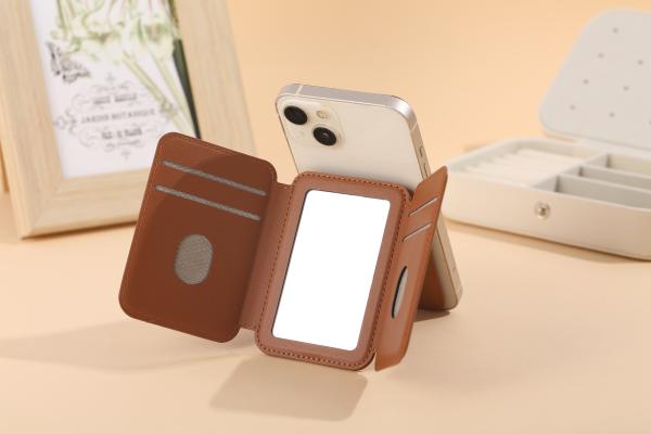 Quality Anti Scratch Magsafe Card Wallet With Tri Fold Layout / Mirror for sale