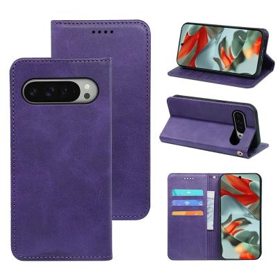 China Google Pixel 9 Series Leather Wallet Case With Kickstand Camera Protection Cash Slot for sale