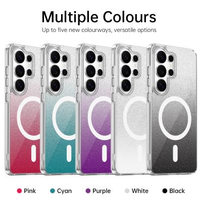 China For Customizable Logo Samsung Galaxy S25 Ultra Gradient Glitter Magnetic Phone Case Clear Shockproof Cover for sale