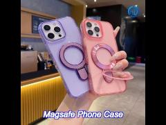 tpu magsafe compatible phone case drop protection with rhinestone lens ring