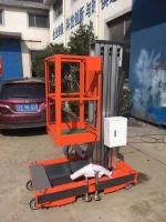 China Manual Pull Moved Mast Self Propelled Elevating Work Platforms 8M Height 100KG for sale