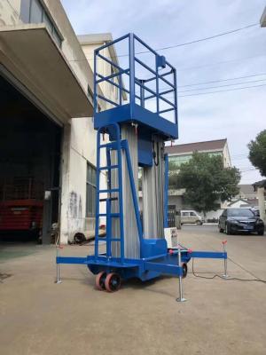 China Manual Pull Double Mast Mobile Aerial Work Platform Portable Boom Lift for sale