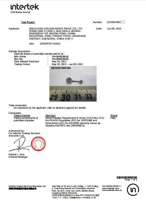REACH - Shenzhen Hongti Jewelry Co., Ltd.