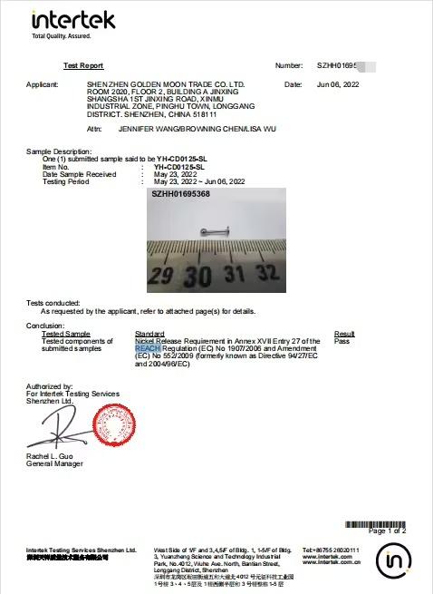 REACH - Shenzhen Hongti Jewelry Co., Ltd.