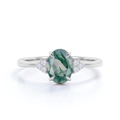 Cina L'esagono Moss Agate Ring con come donne di impegno del regalo suona in vendita