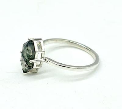 Cina L'esagono Moss Agate Ring con come donne di impegno del regalo suona in vendita