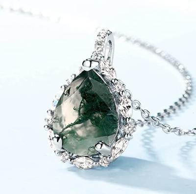 Cina Foglia ispirata naturale solida Moss Agate Jewelry Cluster Emerald di Rose Gold 1.25ct acquatico in vendita