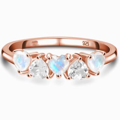 Cina Anello naturale blu di 925 Sterling Silver Rainbow Jewelry Moonstone Moonstone in vendita
