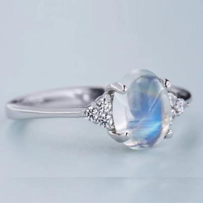 Cina Anello naturale blu di 925 Sterling Silver Rainbow Jewelry Moonstone Moonstone in vendita