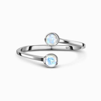 Cina Forma rotonda dei gioielli regolabili di 925 Sterling Silver Faceted Rainbow Moonstone in vendita