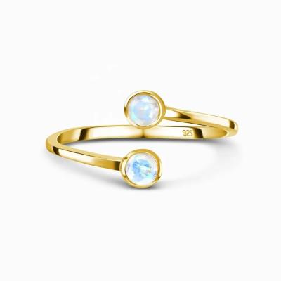 Cina Forma rotonda dei gioielli regolabili di 925 Sterling Silver Faceted Rainbow Moonstone in vendita