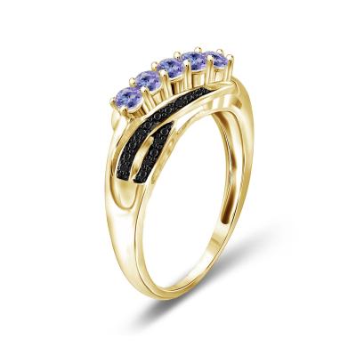 Cina I gioiellieri bastonano Tanzanite Ring Birthstone Jewelry con la banda nera in vendita
