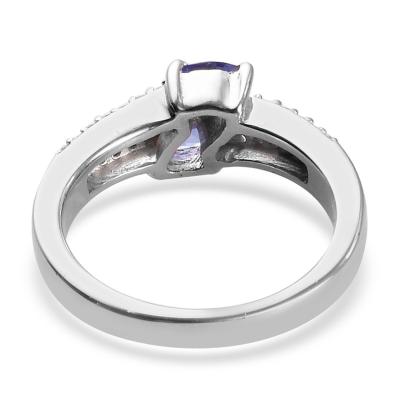Cina 0,25 carati Tanzanite 0,925 Sterling Silver Ring Jewelry con la CZ bianca – anelli della pietra preziosa con ipoallergenico in vendita