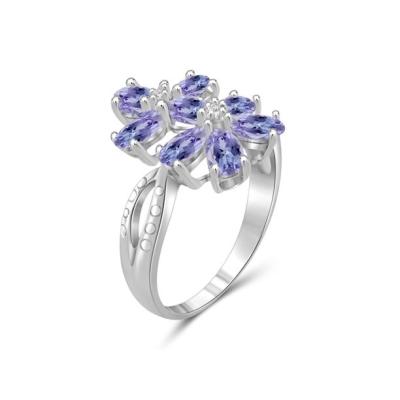 Cina 1 carati Tanzanite ed accento CZ bianca Sterling Silver Engagement Ring in vendita