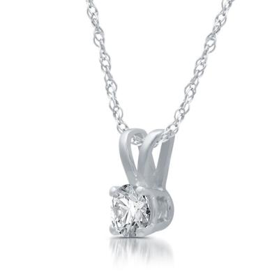 Cina oro bianco della collana 14K del pendente del solitario della CZ del giro 1/5ct in vendita